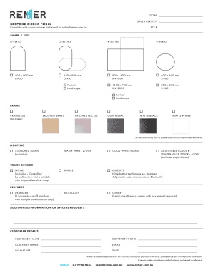 Fillable Online BESPOKE ORDER FORM Fax Email Print - pdfFiller