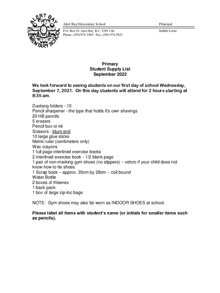 Fillable Online Alert Bay Elementary School Reports - Student Success ...
