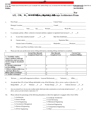 Fillable Online Architects/Engineers (A/E) Professional Liability ...