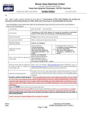 Fillable Online Tender No: PPPU: WC:19:007 Fax Email Print - pdfFiller