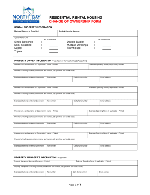 Fillable Online RESIDENTIAL RENTAL HOUSING CHANGE OF OWNERSHIP ... Fax ...