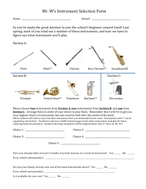 Fillable Online Instrument Selection Form.docx Fax Email Print - pdfFiller