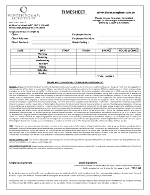Fillable Online Please ensure timesheet is emailed Fax Email Print - pdfFiller