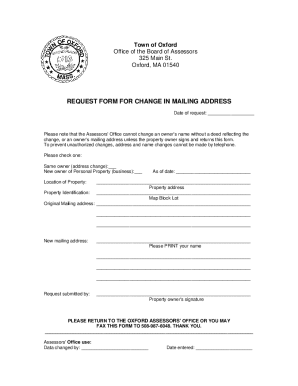 Fillable Online Request Form for Change in Mailing Address Fax Email Print - pdfFiller