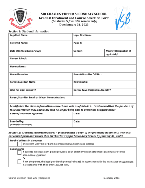 Fillable Online Gr 8 Course Selection Form 2023-2024 (Tupper) Template ...