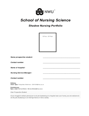 Fillable Online Shadow Nursing Portfolio Fax Email Print - pdfFiller
