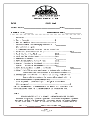 Fillable Online Transient Lodging Tax Registration Form Fax Email Print ...