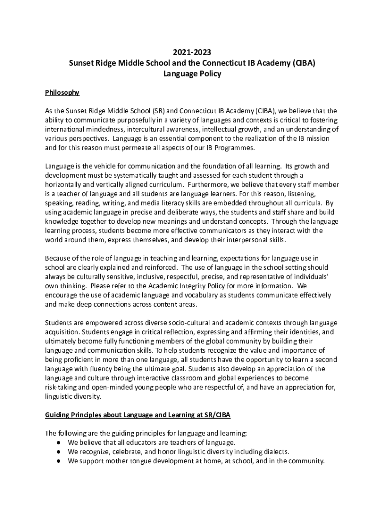 Fillable Online As the Sunset Ridge Middle School (SR) and Connecticut ...