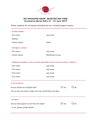 Fillable Online Arowhenua+Marae+Noho+Registration+Form. ... Fax Email ...