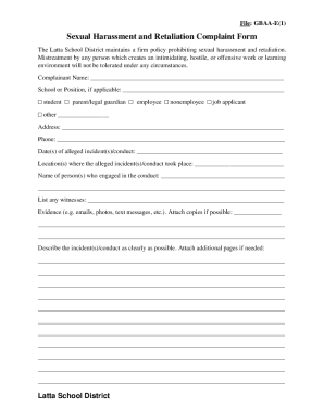 Fillable Online Sexual Harassment and Retaliation Complaint Form Fax ...