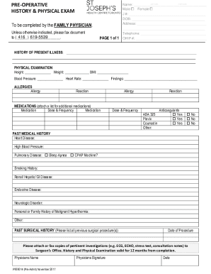 Fillable Online The preoperative evaluation: Use the history and ...