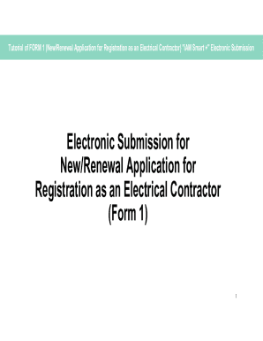 Fillable Online Tutorial of FORM 1 (New/Renewal Application for ...