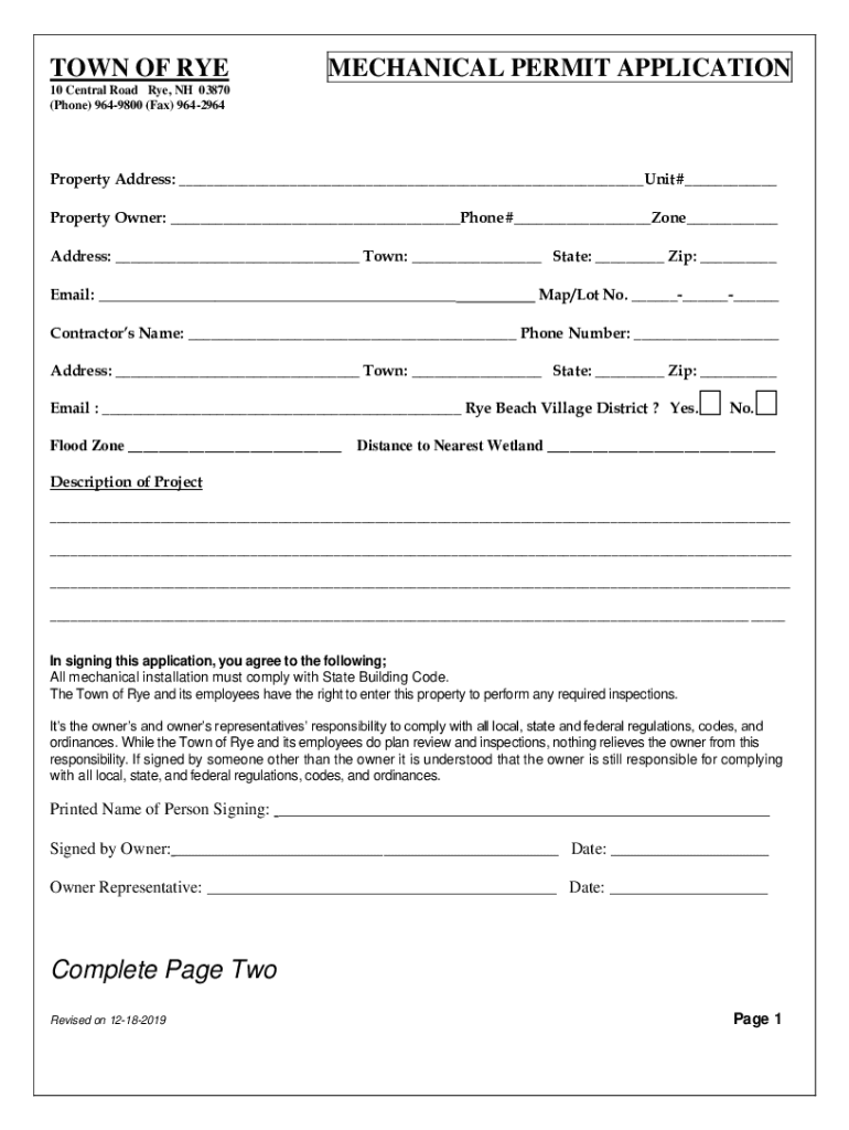 Fillable Online Schedule Inspections - Town Of Rye NH Fax Email Print ...