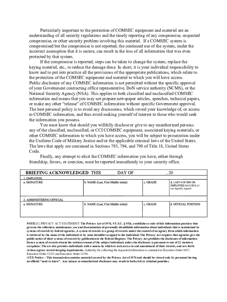 Fillable Online Comsec Briefing - Fill and Sign Printable Template ...