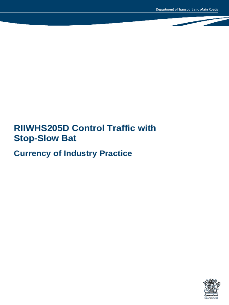 RIIWHS205D Control Traffic with Stop-Slow Bat. Currency of Industry ...