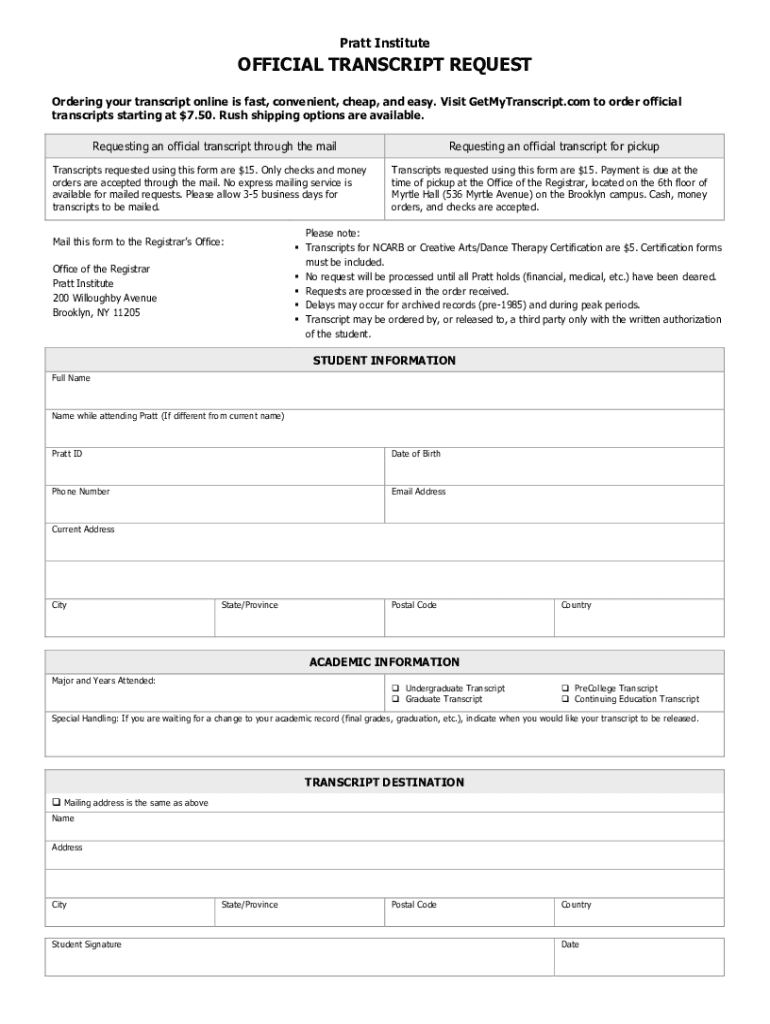 Fillable Online Transcript Request at Thomas Edison State University Fax Email Print - pdfFiller