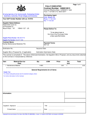 Fillable Online FULLY EXECUTED Contract Number: 4400012813 Fax Email ...