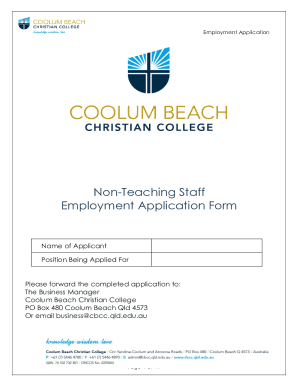 Fillable Online Non-Teaching Staff Employment Application Form Fax ...