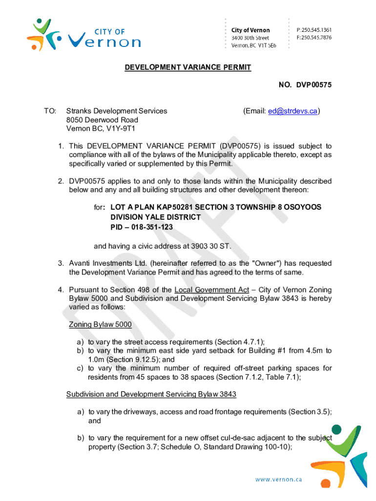 Fillable Online Development Variance Permit Guide and Application ... Fax Email Print - pdfFiller