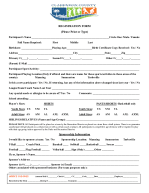 Fillable Online REST CENTRE REGISTRATION FORM Fax Email Print - pdfFiller