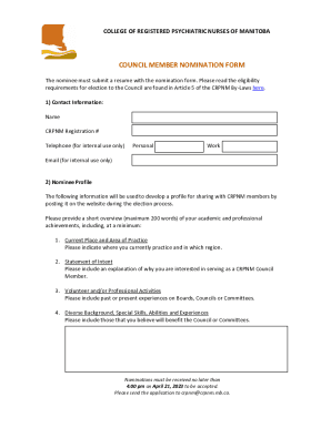 Fillable Online COUNCIL MEMBER NOMINATION FORM Fax Email Print - pdfFiller