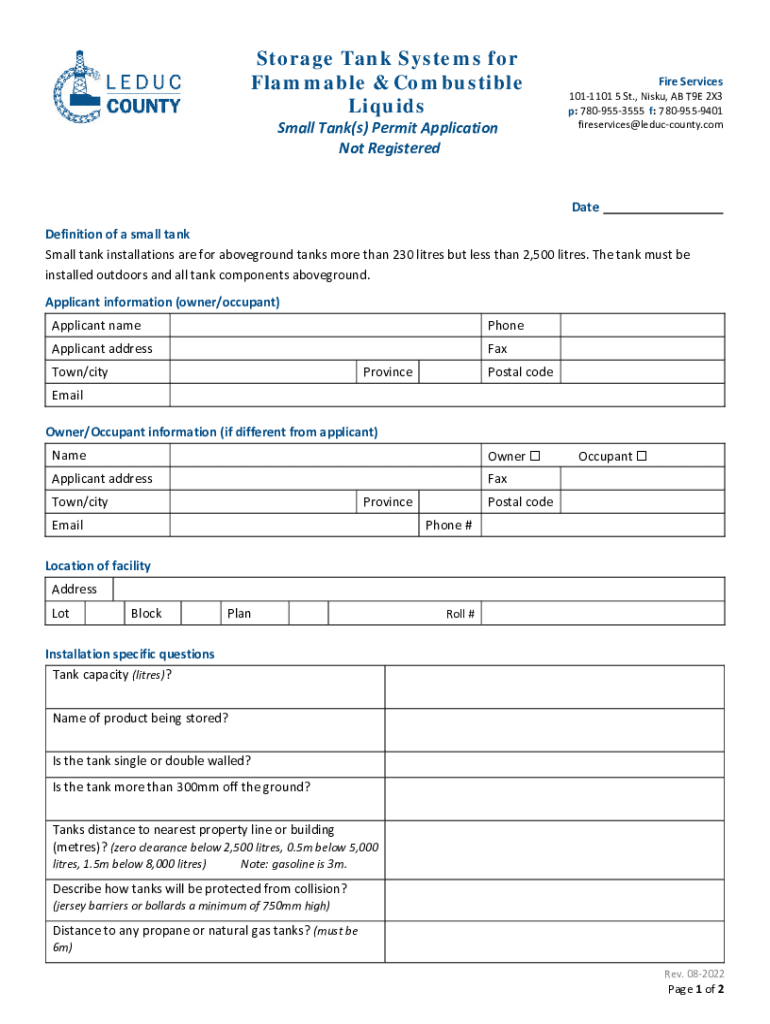 Fillable Online Small-storage-tank-permit-application-form. Small ...
