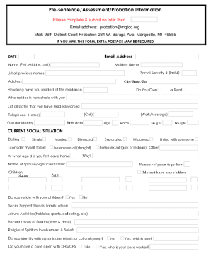 Fillable Online Pre-sentence/Assessment/Probation Information Fax Email ...