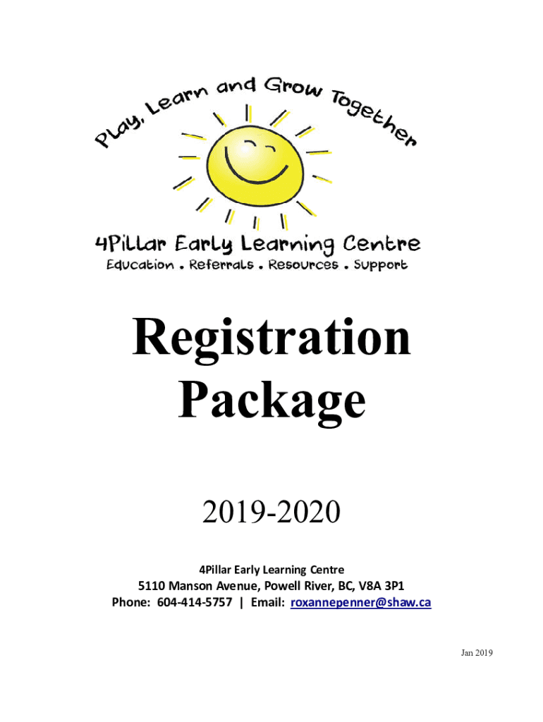 Fillable Online Registration Package - 4Pillar Early Learning Fax Email ...