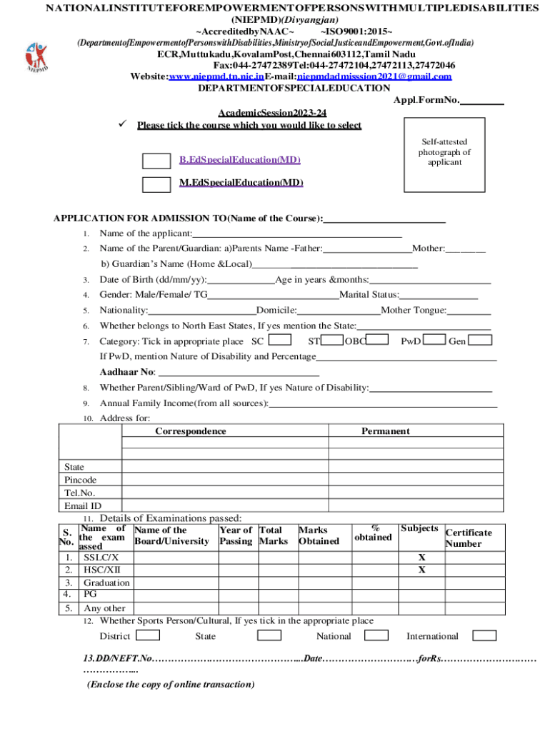 Fillable Online National Institute for Empowerment of Persons with ...