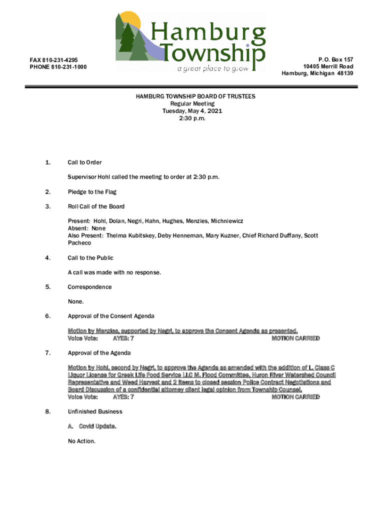 Fillable Online Also Present: Thelma Kubitskey, Deby Henneman, Mary ...