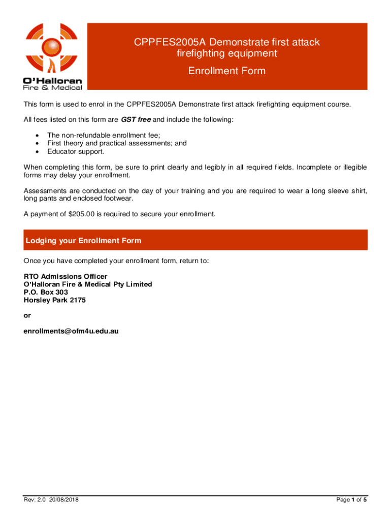 Fillable Online ofm4u edu CPPFES2005A Enrollment Form Fax Email Print ...