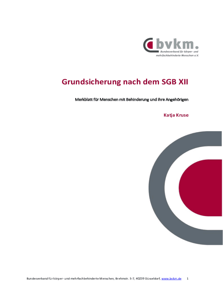 Ausfüllbar Online Grundsicherung nach dem SGB XII Fax Email Drucken - pdfFiller