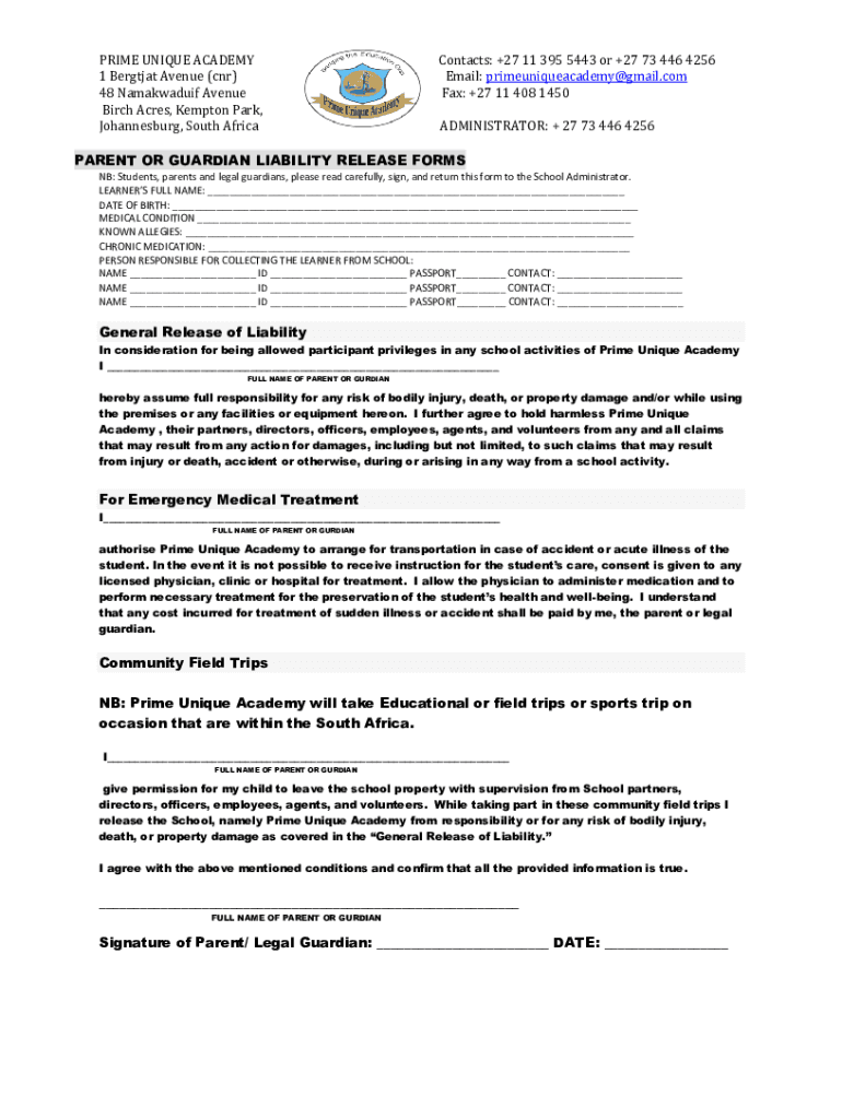 Fillable Online Prime Unique AcademyContact us Fax Email Print - pdfFiller