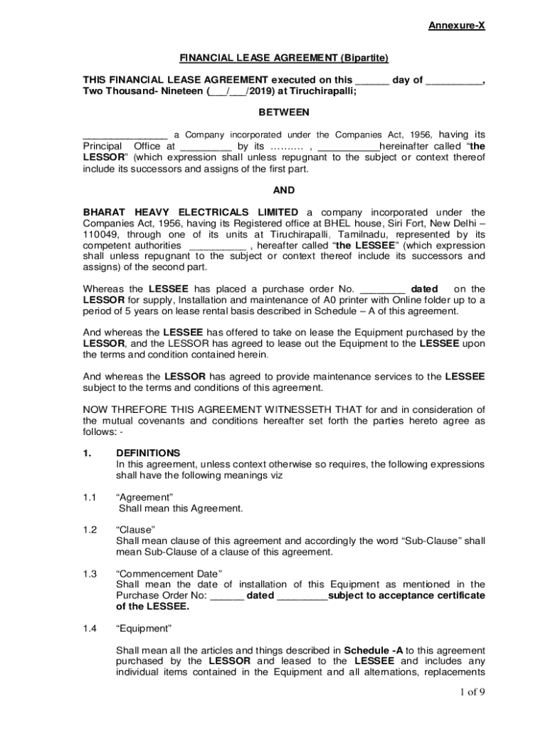 Fillable Online Annexure-II MODEL LEASE AGREEMENT This ... Fax Email ...