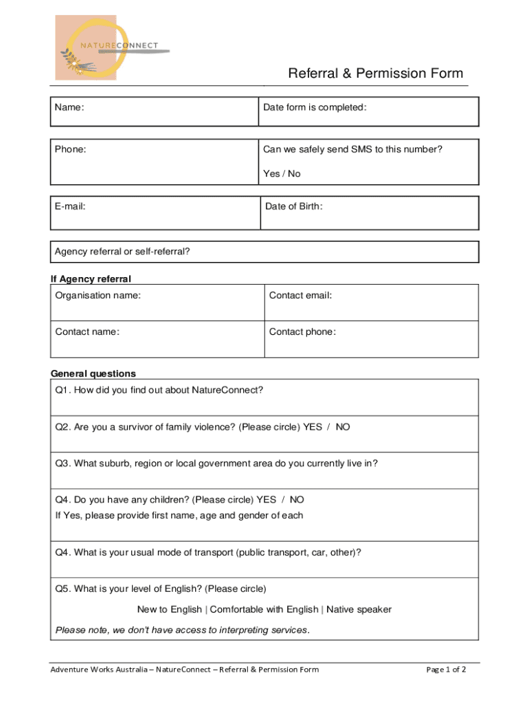 Fillable Online Referral & Permission Form Fax Email Print - pdfFiller