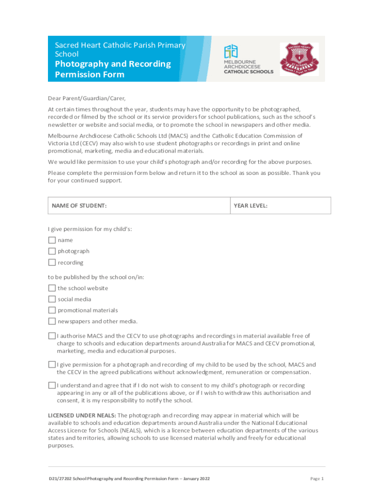 Fillable Online Photography and Recording Permission Form Fax Email ...
