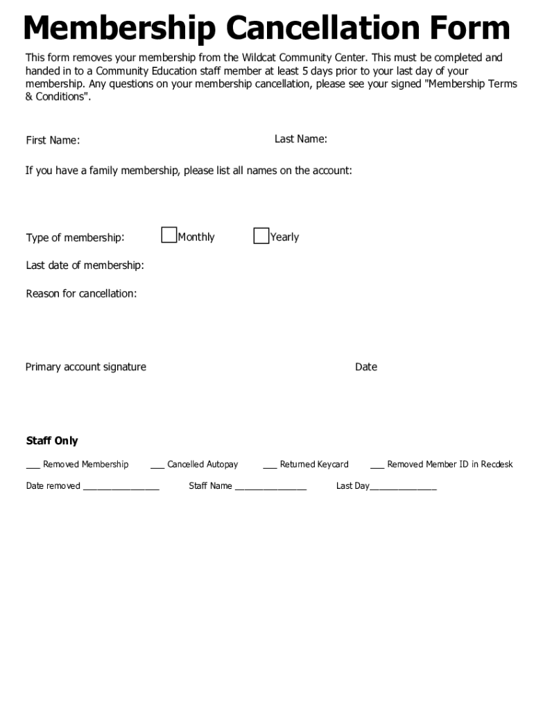 Fillable Online Wildcat Community Center Fax Email Print - pdfFiller