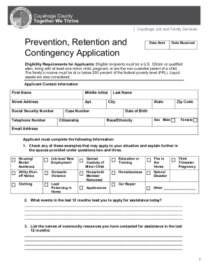Fillable Online Prevention, Retention and Contingency Emergency ...