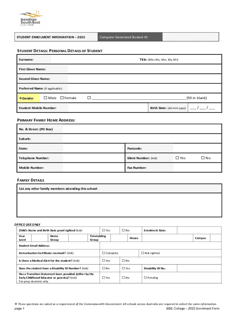 Fillable Online STUDENT DETAILS: PERSONAL DETAILS OF STUDENT Fax Email Print - pdfFiller