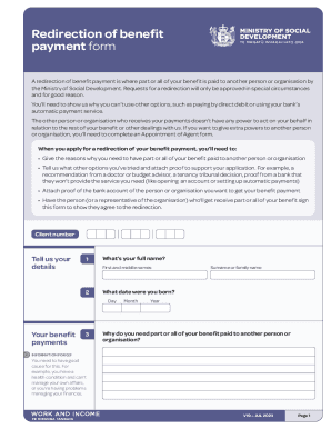 Fillable Online Benefit Payment Redirection Request Form Fax Email ...