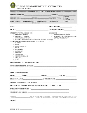 Fillable Online student parking permit application form - sd637-061 (07/01/21) Fax Email Print ...