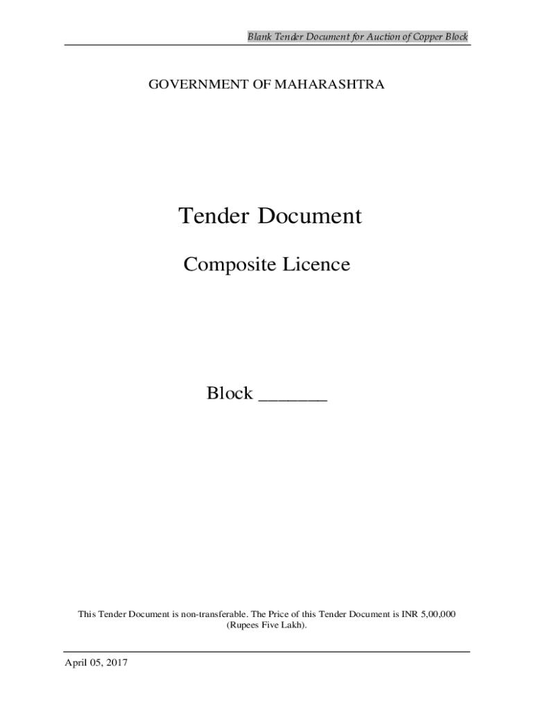 Fillable Online Blank Tender Document for Auction of Copper Block Fax ...