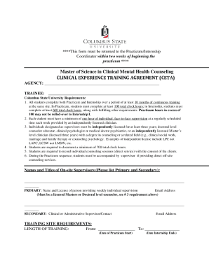 Fillable Online clinical experience training agreement (ceta) Fax Email ...