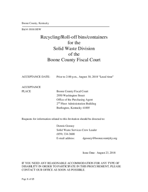 Fillable Online Recycling/Roll-off bins/containers for the Solid Waste ...