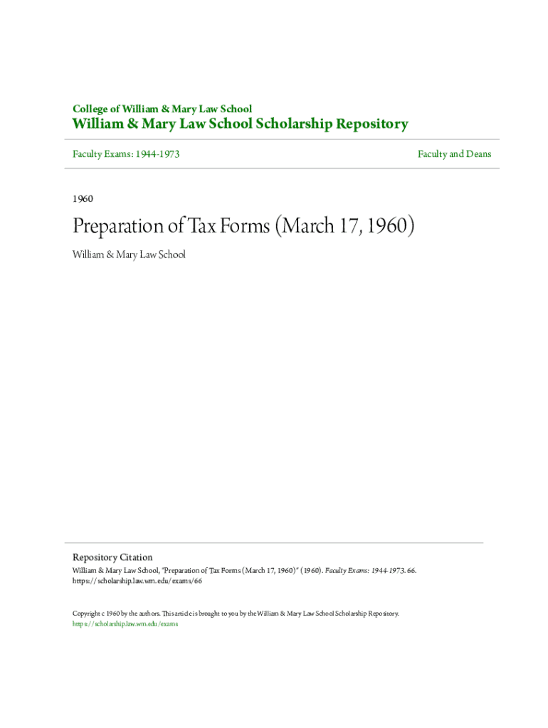 Fillable Online scholarship law wm Preparation of Tax Forms (March 17 ...