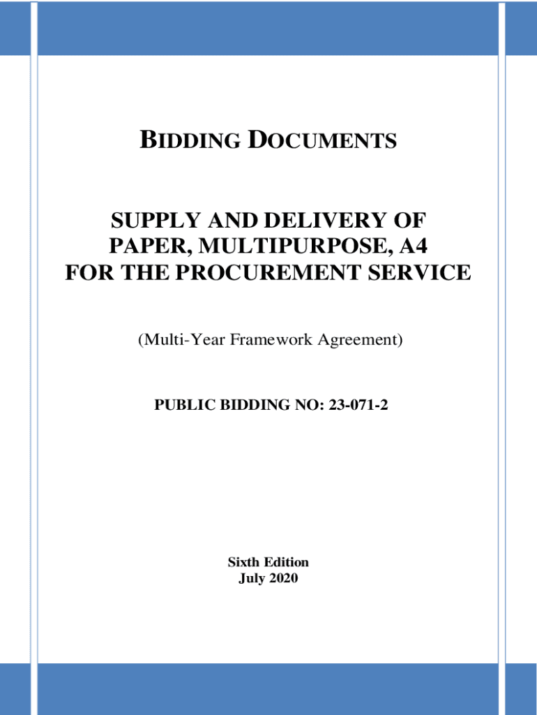 Fillable Online BIDDING DOCUMENTS (FRAMEWORK AGREEMENT) Fax Email Print - pdfFiller