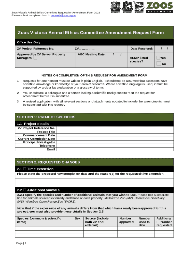 Zoos Victoria Research & Animal Ethics Committee Application Doc ...