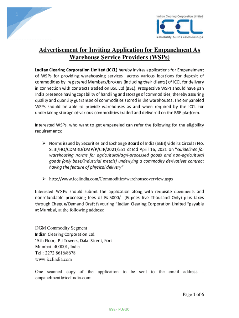 Fillable Online Advertisement for Inviting Application for Empanelment ...