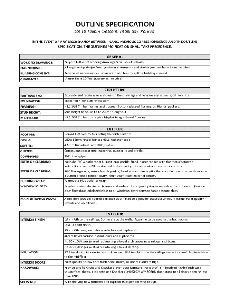 Fillable Online what an outline specification REALLY is.. Fax Email ...