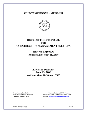 Fillable Online Form RFP for Construction Management Services Fax Email ...